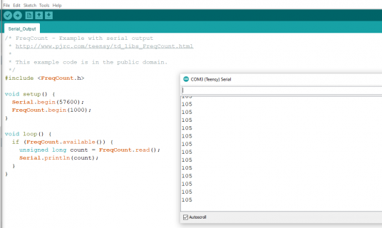 Teensy 4 - Used FreqCount Library, and serial output display first ...